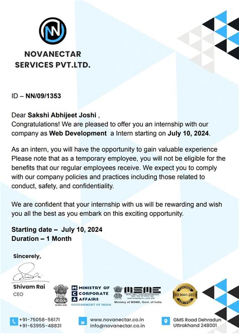 Novanectarservicespvtltd Internship Sakshi Joshi