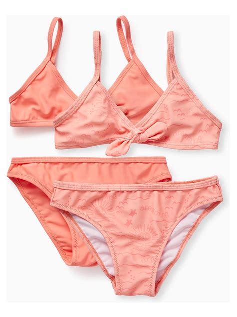 Pack De Deux Bikinis Corail Pour Fille Comprend Deux Hauts Et Deux Bas