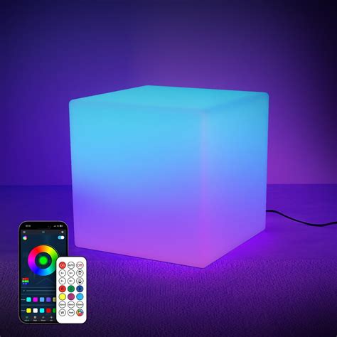 Mrgo 10 Inch Rechargeable Led Cube Light Wremote 16 Rgb