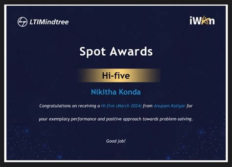 Nikitha Konda On Linkedin Much Appreciated Ltimindtree