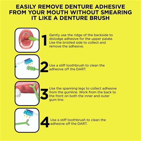 Denture Dart V3 Hard Plastic Brush Gel Adhesive Remover And Oral Hygiene