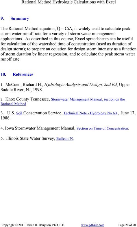 Riprap Sizing Spreadsheet Regarding Rational Method Hydrologic