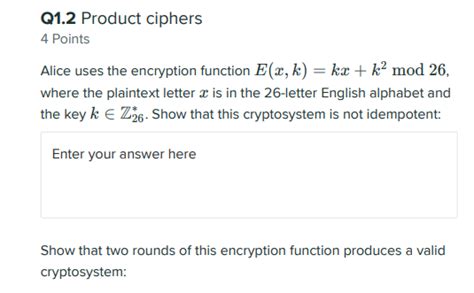 Solved Q1 Symmetric Cryptosystems 15 Points Alice And Bob