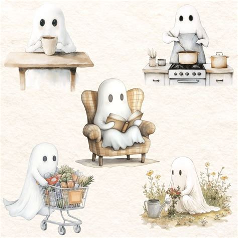 Ghosts Doing Everyday Things Clipart Pack Cute Ghost Clip Art