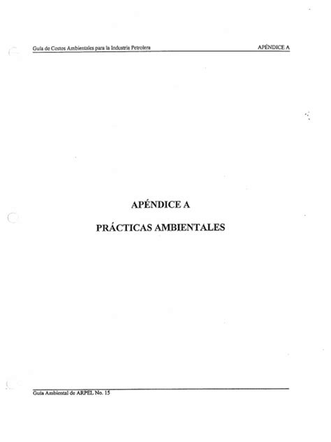 Guia De Costos Ambientales Arpel Apendice A Practicas Ambientales Pdf