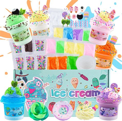 Okaybee Ice Cream Slime Kit For Girls 45 Set Slime Pack Includes 6 Pack Clear Slime And Slime