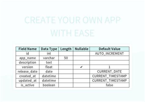 create your own app with ease excel template free download pikbest