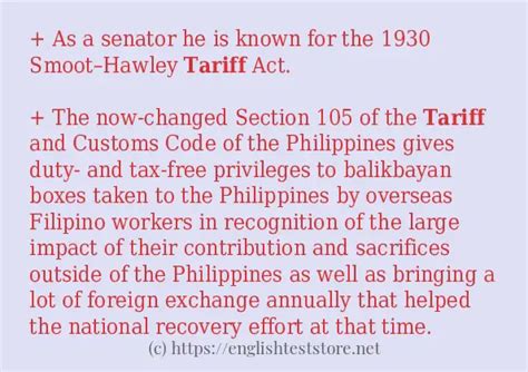 Tariff Use In Sentences Englishteststore Blog