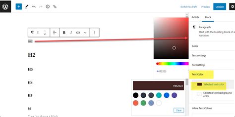 Custom Color Options For Selected Text In The Block Editor For