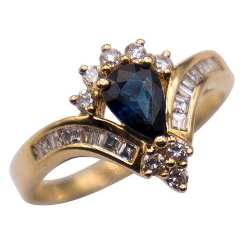 Yellow Gold Sapphire And Diamond Ring 14k Pear 319ctw For Sale At