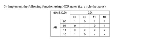 Solved 6 Implement The Following Function Using Nor Gates