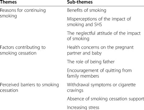 Summary Of Themes And Sub Themes From The Semi Structured Interview