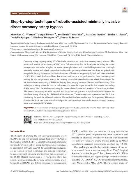 Pdf Step By Step Technique Of Robotic Assisted Minimally Invasive