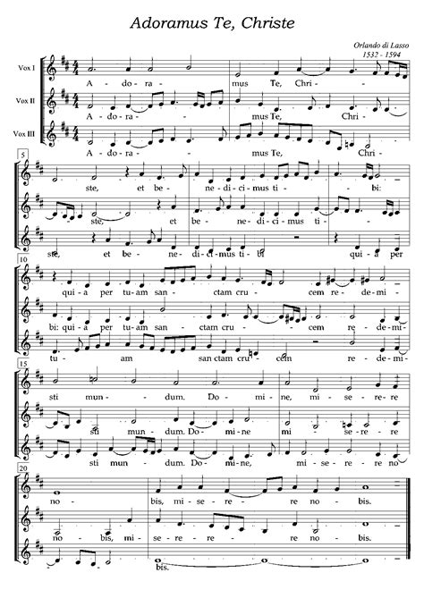 Adoramus Te Christe Lv 885 Lassus Orlande De Imslp Free Sheet