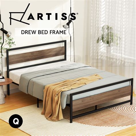 Artiss Bed Frame Metal Bed Base Double Queen Size Drawers Platform