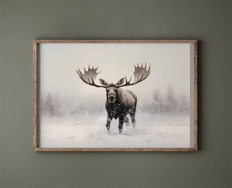 Moose Wall Artwork Moose Print Forrest Landscape Modern Art Rustic