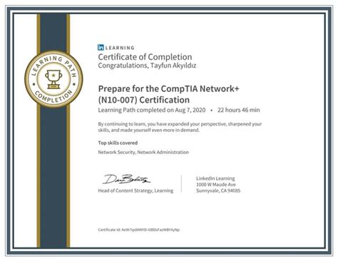 Certificate Of Completion Prepare For The Comptia Network N10 007