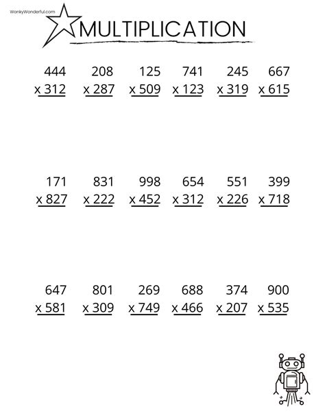 Free Multiplication Worksheets For 5th Grade
