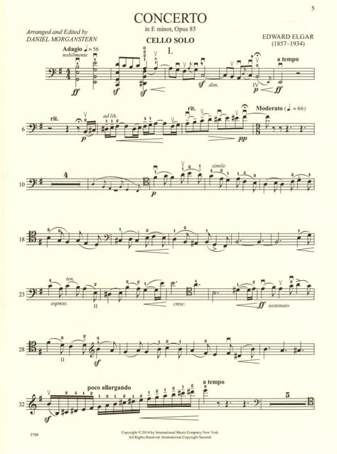 Elgar Cello Concerto Sheet Music Classical Strings