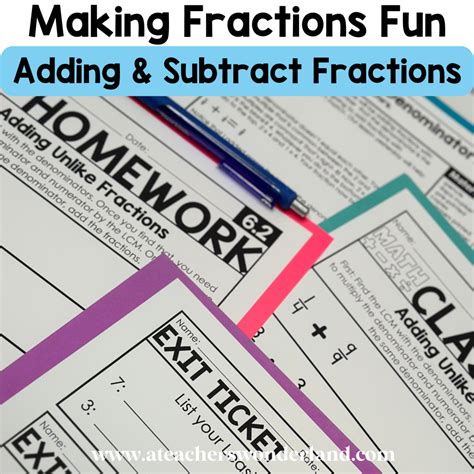 Making Fractions Fun Innovative Math Games For Adding And Subtracting Fractions A Teachers