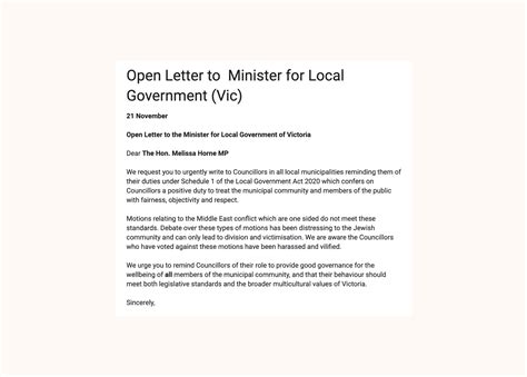 Open Letter To Minister For Local Government Vic The Social Blueprint