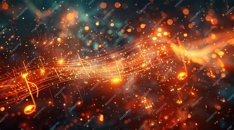 Abstract Melodic Wave Of Glowing Musical Notes And Sparkling Lights