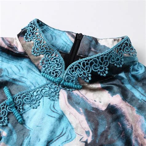 Blue Yellow Cheongsam Dress Long Chinese Qipao Evening Gown Etsy