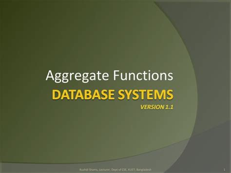 L5 Aggregate Functions Ppt Databases Computer Software And