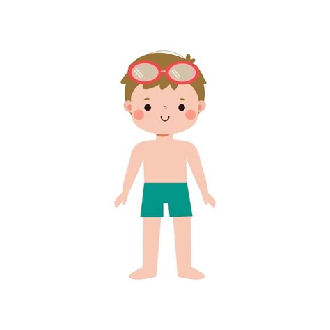 Niño Con Trajes De Baño En Las Vacaciones De Verano Personajes De Dibujos Animados Para Niños
