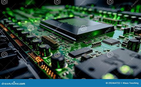 Placa Base Multicapa Que Aloja Microchips Y Controladores Que Alimentan El Fondo De Escritorio