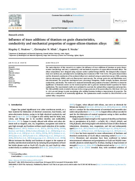 Pdf Influence Of Trace Additions Of Titanium On Grain Characteristics Conductivity And