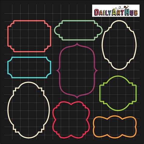 Assorted Labels Outline Clip Art Set Daily Art Hub Graphics Alphabets And Svg