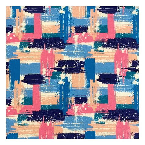 Blue Abstract Print Cotton Fabric By The Metre Hobbycraft