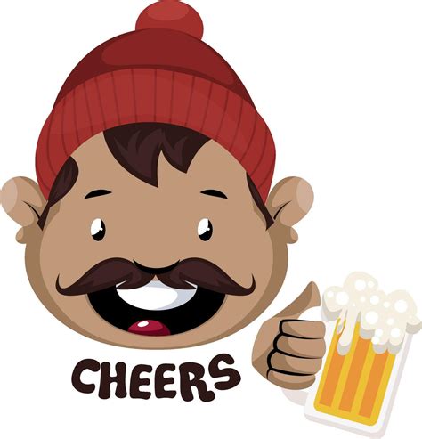 Man With Mustache And Beanie Cheering With Beer 35916186 Vector Art At