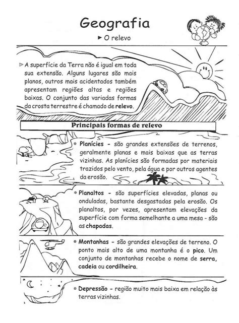 Atividades De Geografia 3º Ano Imprimir Relevo Educação E
