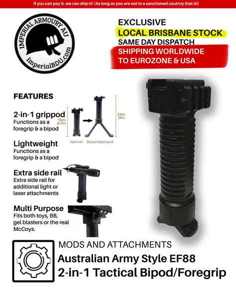 Australian Army Ef88 Style Bipod Foregrip Grip Pod Combo Free Shipping