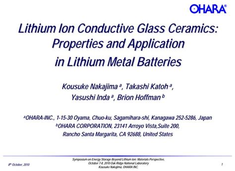 Lithium Ion Conductive Glass Ceramics Pdf