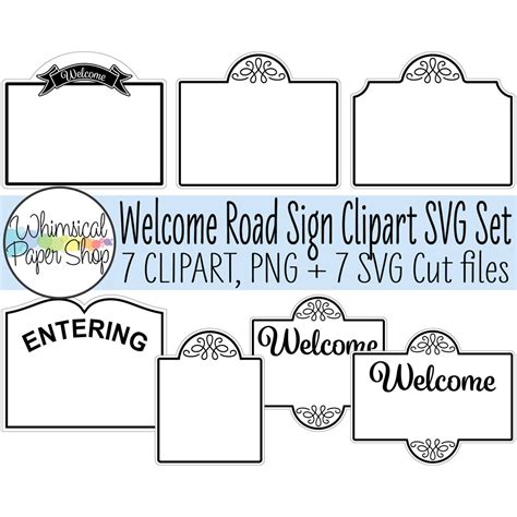 Town Sign Svg Clipart Set Entering Town Svg Printable Town Sign
