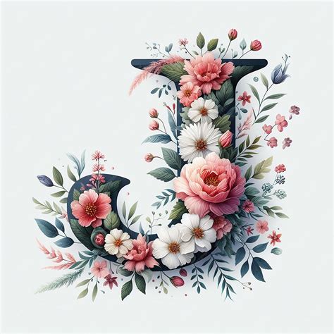 Premium Photo Flower Letter J Floral Monogram On A White Background