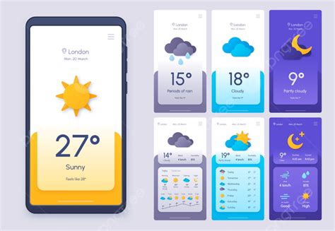 Daily Weather Forecast Phone App In 3d Paper Cut Style Template