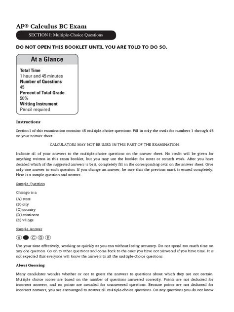 Bc Full 1 Pdf Trigonometric Functions Multiple Choice