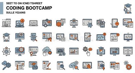 Coding Bootcamp Icon Set Stock Illustration Illustration Of Online