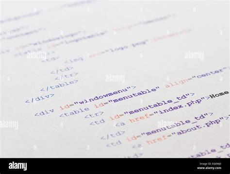 HTML Code For A Web Page Stock Photo Alamy