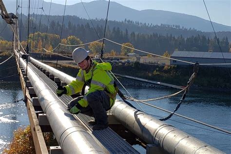 Dragon Jacket Insulation Protects Forced Main Sewer Line On Suspension Bridge In Bonners Ferry