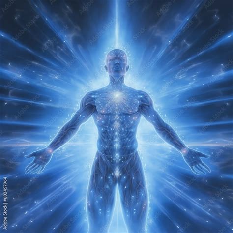 A Human Body With Healing Abilities Lights Blue Silver Surreal
