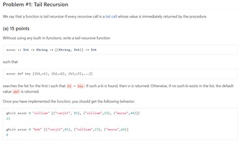 Problem Tail Recursion We Say That A Function Is Chegg