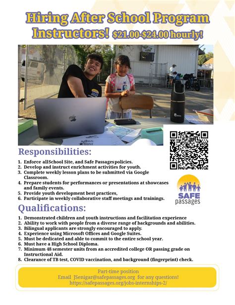 Safe Passages On Linkedin We Are Hiring After School Program Instructors Check Out