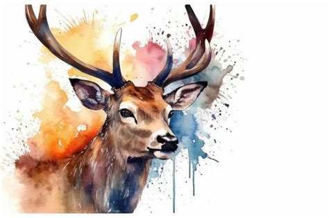 Watercolor Drawing Of A Male Deer Stock Illustration Illustration Of