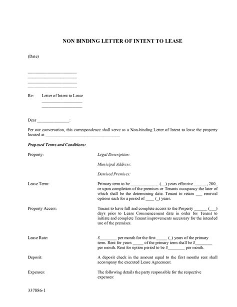Non Binding Letter Of Intent Template