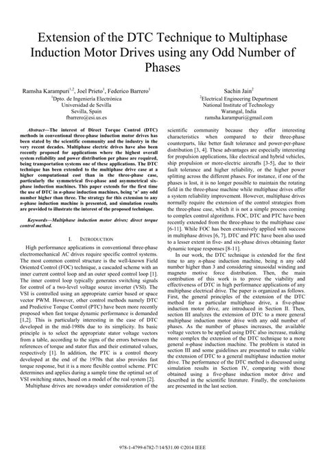 Pdf Extension Of The Dtc Technique To Multiphase Induction Motor